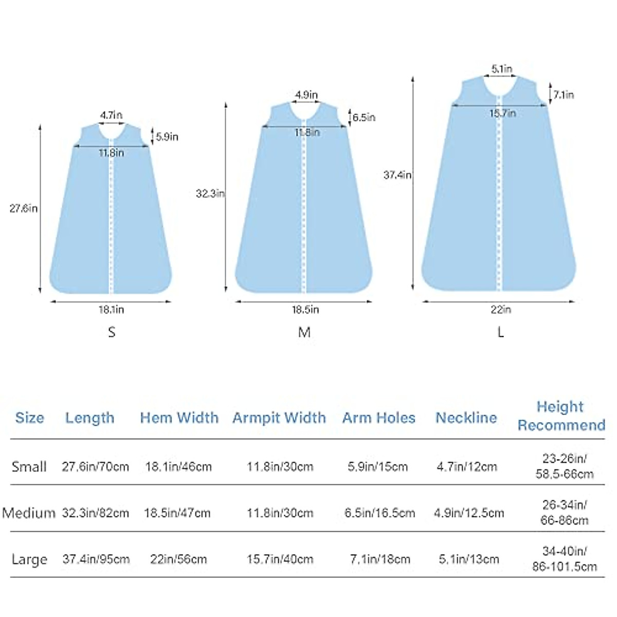 Yoofoss Baby Sleep Sack Wearable Blanket 100% Cotton 3 Pack Baby Sleeping Bag Soft and Comfortable (Large)