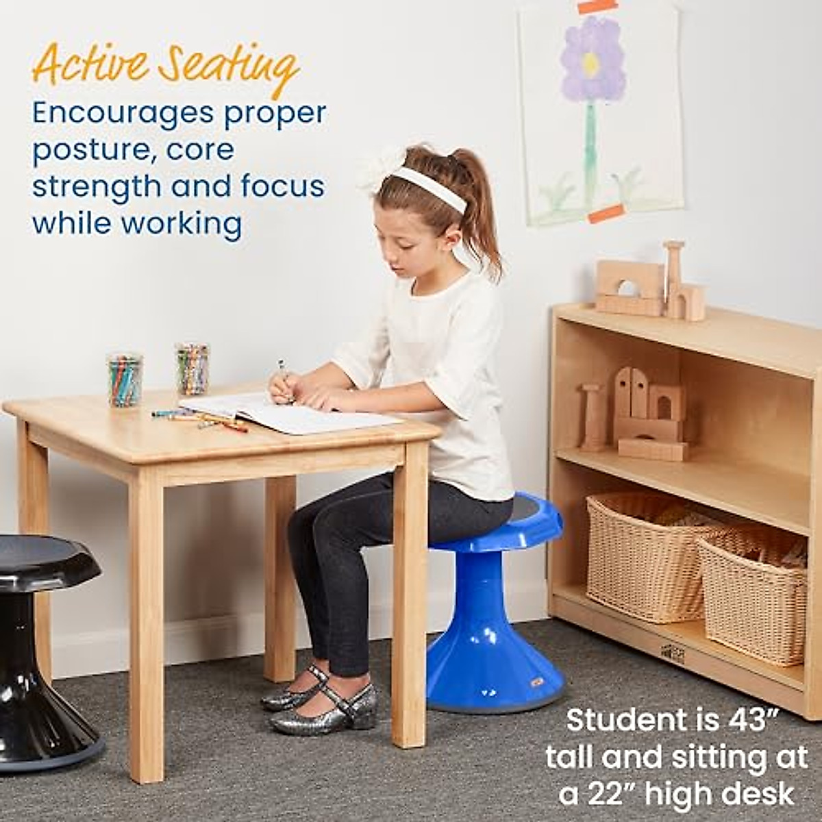 ECR4Kids ACE Active Core Engagement Wobble Stool, 15-Inch Seat Height, Flexible Seating, Blue