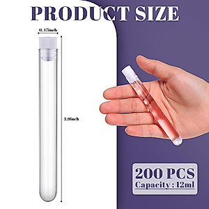 Xuhal 200 Pack Clear Plastic Test Tubes 12 x 100mm 12 ml Plastic Tubes with Caps Candy Tubes Test Lab Tubes for Scientific Themed Birthday Party Supplies
