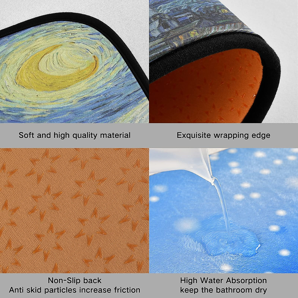 ALAZA Van Gogh Starry Sky Oil Painting 2 Piece Kitchen Rug Floor Mat Set Runner Rugs Non-Slip for Kitchen Laundry Office 20" x 28" + 20" x 48"