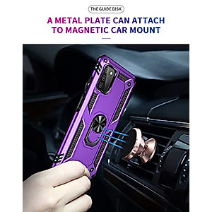 Androgate for Galaxy A03S Case, Samsung A03S Case with HD Screen Protector, Military-Grade Ring Holder Stand Car Mount 15ft Drop Tested Cover Phone Case for Samsung Galaxy A03s, Purple