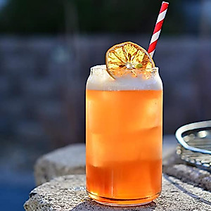 Le'raze Drinking Glasses Set of 10 - Can Shaped Glass Cups, 16oz Iced Tea Glasses, Iced Coffee Glasses, Tumbler Cup, Cocktail Glasses, Whiskey Soda Clear Water Cup, Beer Glasses