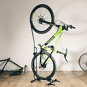 CyclingDeal Upright Bike Stand - Premium Quality Vertical & Horizontal Adjustable Bicycle Floor Parking Rack - for Storing MTB Road Bikes - up to 29” Wheel Size - Classic - 1 Bike