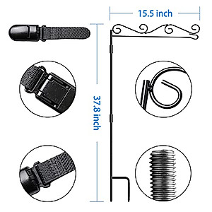 HOOSUN Garden Flag Stand, Premium Garden Flag Pole Holder Black Metal Powder-Coated Weather-Proof Paint, 37.8"H x 15.5"W for Outdoor Garden Lawn Without Flag