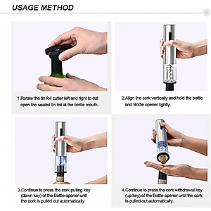 EVIOTECHLI Electric Wine Opener,USB Automatic Corkscrew Remover Corkscrew Wine Opener,Charging Stainless Steel Wine Bottle Opener Set