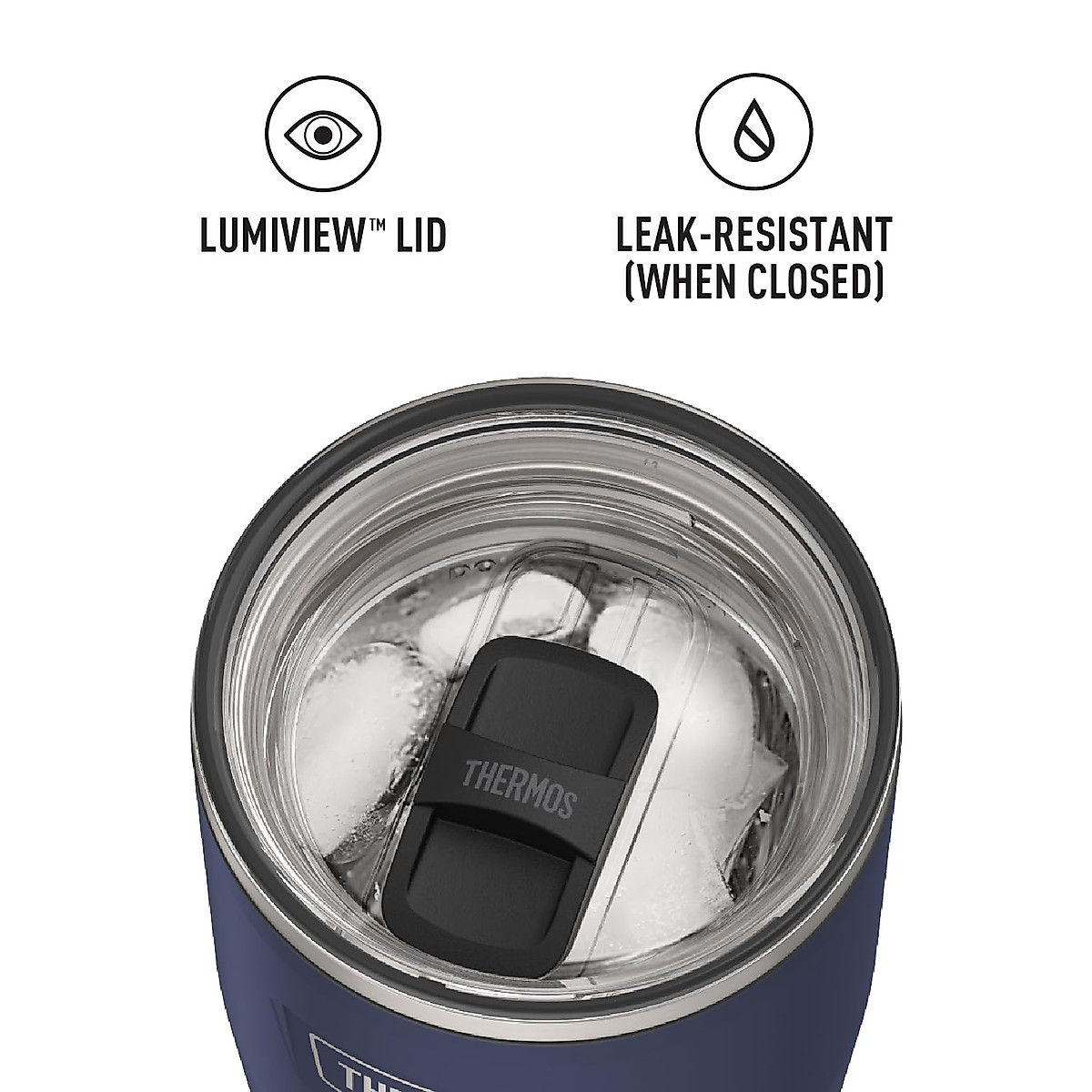 THERMOS ICON SERIES Stainless Steel Cold Tumbler with Slide Lock, 24 Ounce, Mystical Navy