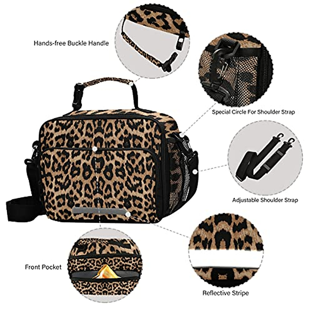 Lunch box Insulated Soft Lunch Bag Lunch Container Cheeteh Leopard Print for Office Work School Picnic Beach
