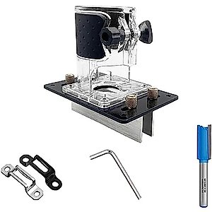 for Wood Router Slotting Locator 2 in 1 Slotted Base Fastening Bracket Guide for 65mm Wood Trimmer Machine with Invisible Slotting 1/4 Mill Bits and Cabinet Connectors