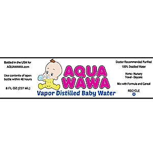 AQUAWAWA Nursery Water For Babies 24 Pack 8 oz Bottles Purified Vapor Distilled | Fresh Single Serve| Lightweight For Diaper Bag | BPA, Fluoride, Chemical and Mineral Free | Dr Recommended, Baby Safe, Clean, FRESH