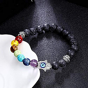 COLORFUL BLING Evil Eye Bracelet, Mal De Ojo Beaded Chakra Braided Bracelets for Women, Nazar Amulet Good Luck Bracelet with Hamsa/Evil Eye Indie Y2k Miraculous Jewelry Gifts for Women
