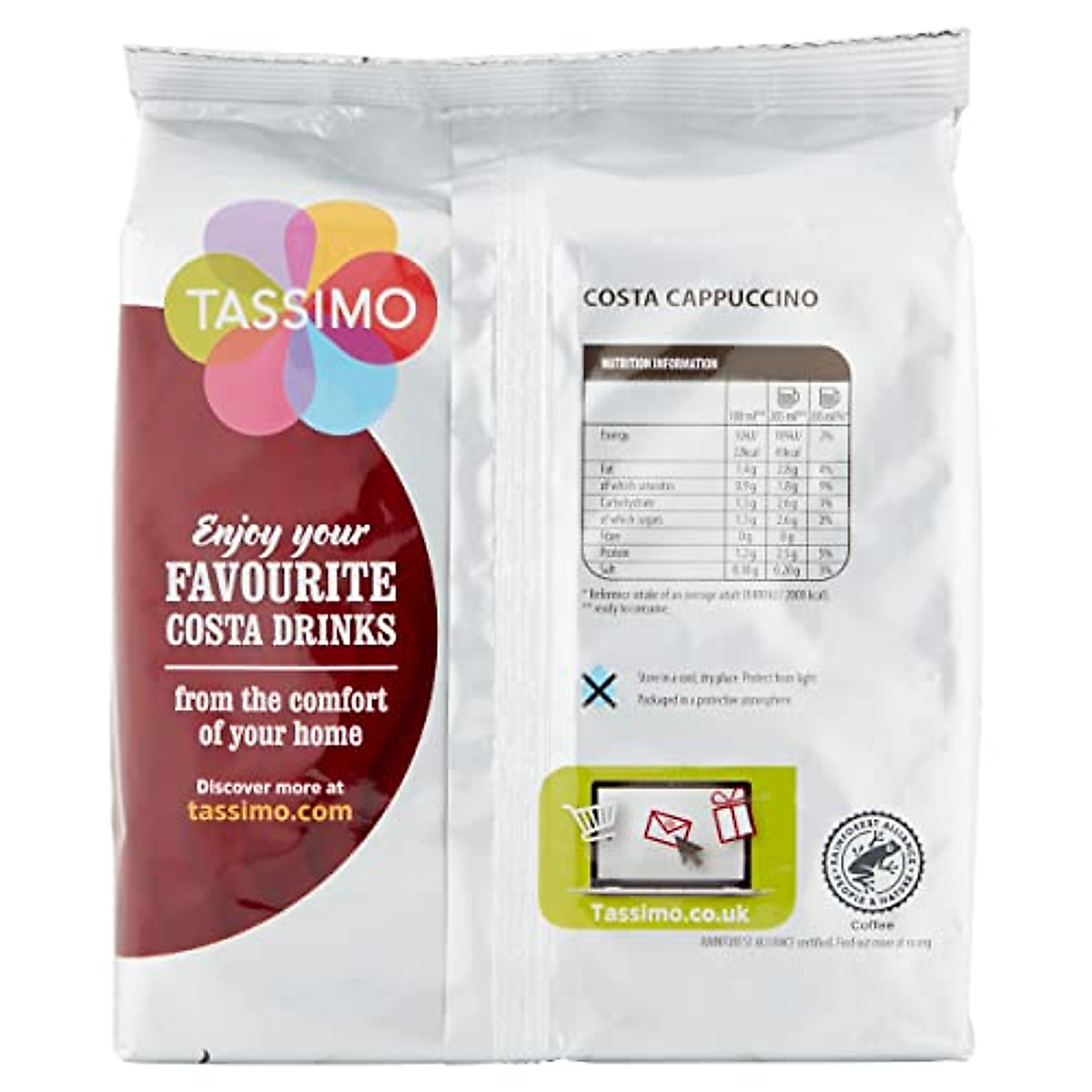 TASSIMO Costa Cappuccino 16 discs, 8 servings (Pack of 5, Total 80 discs, 40 servings)