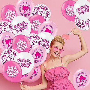 36 Pcs Pink Girls Balloons Birthday Party Supplies Hot Pink Balloons for Pink Princess Doll Theme Party Decorations for Girls Birthday, Baby Shower,Bachelorette Party