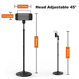 Outdoor Patio Heater Garage 1500W Heater With Timer 3 Modes Fast Heating , Height & Angle Adjustable ,Tip-Over & Overheat Protection, Electric Heaters Wall-Mounted/Standing Garage Backyard Camping