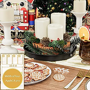 EKNITEY Circle Decorative Serving Tray - Round Vanity Tray, Bathroom Tray for Jewelry, Perfume, Coffee, Candle, Cosmetic (Black,10.6")