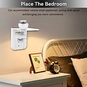 Outlet Shelf, Outlet Shelf Wall Holder Wall Outlet Shelf ABS Plastic Bathroom Wall Shelf Wall Shelf Organizer Outlet Shelf Wall Holder for Smart Home Devices, Phones, Speaker