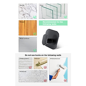 Aikzik Adhesive Hooks - 4 Pack Towel Wall Hooks for Bathrooms, Stainless Steel Waterproof Shower Sticky Hooks for Hanging, Matte Black