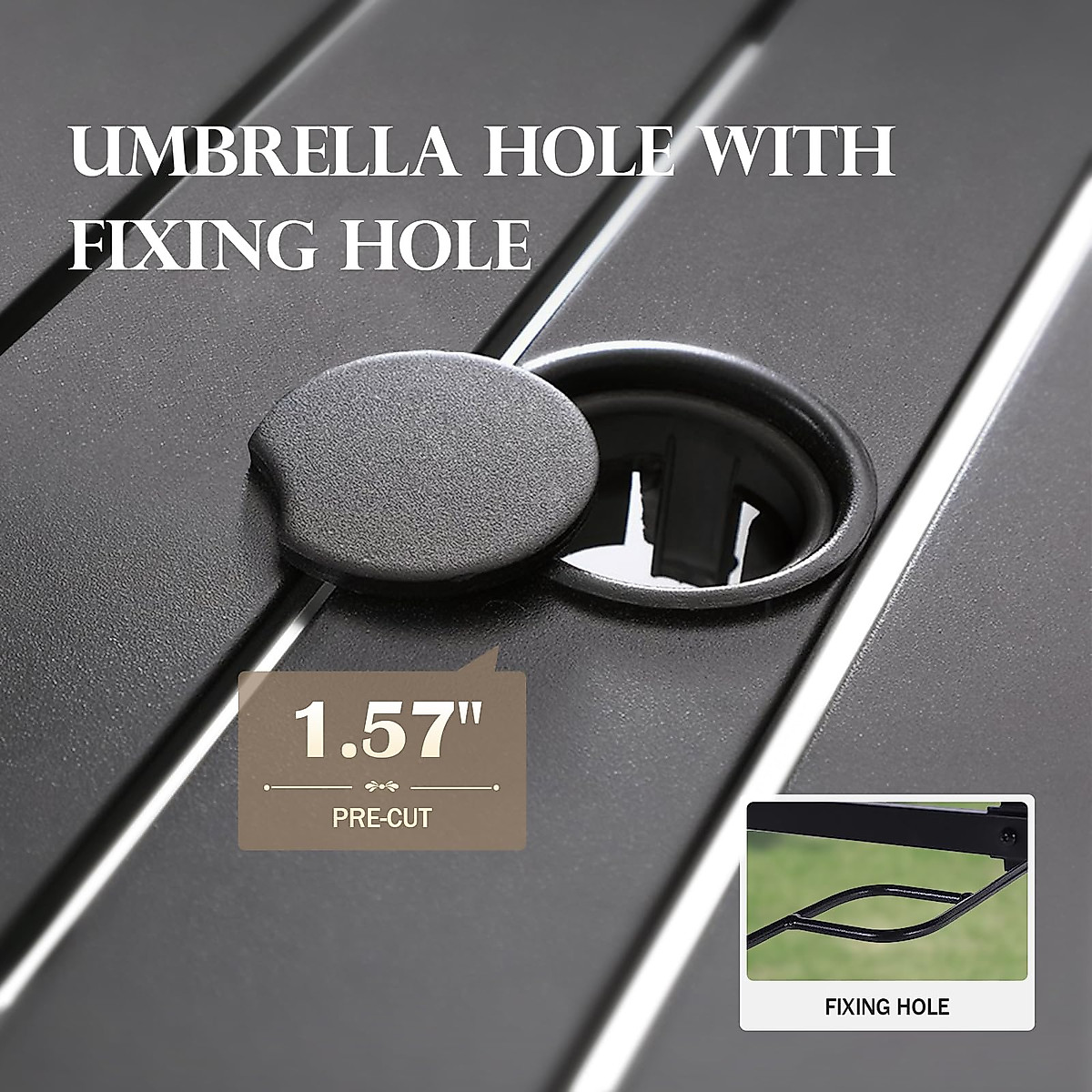 HERA'S HOUSE 5 Pieces Patio Dining Set, Outdoor Table and Chairs Set for 4, 4 x Blue Textilene Dining Chair, 37" Square Metal Dining Table, for Lawn Garden Backyard Deck