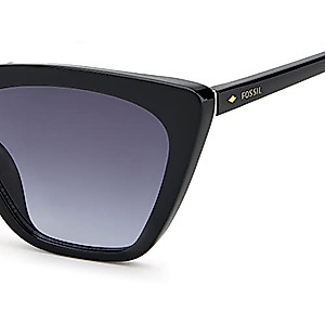 Fossil Women's Female Sunglass Style FOS 3121/S Cat Eye, Black/Gray Shaded, 54mm, 18mm