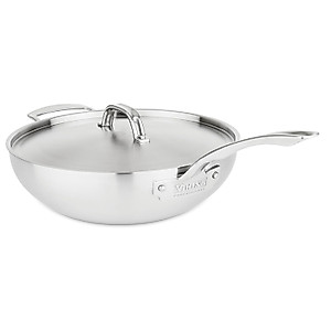 Viking Culinary Professional 5-Ply Stainless Steel Chef Pan, 12 Inch, Includes Steel Lid & Ergonomic Stay-Cool Handle, Dishwasher, Oven Safe, Works on All Cooktops including Induction