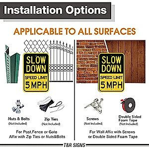 (3 Pack) Slow Down Speed Limit 5 MPH Sign, Slow Down Sign, 18" x 12" Engineer Grade Reflective Sheeting, Rust Free Aluminum, Weather Resistant, Waterproof, Fade Resistant, 2 Pre-drilled Holes