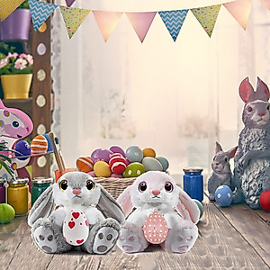 Nleio Bunny Rabbit Stuffed Animal, 8.5" Bunny Plush with Floppy Ears, Huggable & Washable, Baby Stuffed Animals Plush Toy for Girls Boys Kids Friends Easter Birthday Gifts (Gray)