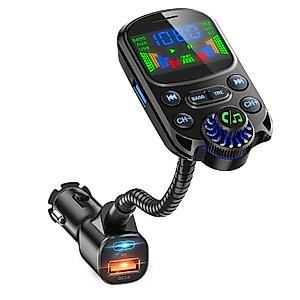 Bluetooth 5.3 FM Transmitter for Car- SOARUN Bluetooth Car Adapter PD30W & USB Port Fast Charge - HiFi Treble & Bass Player - 1.6" Display Hands-Free Calling - Car Radio with AUX Input/Output, TF Card