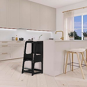 Dream On Me Explora Toddler Learning Tower/Anti-Slip Base/Multipurpose Kids Step Stool / 3 Platform Heights/Chalkable Black Board/Children’s Step Stool