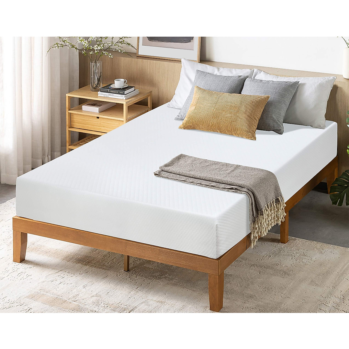 5/6/8/10/12 inch Full Size Mattress with Cover,Bamboo Charcoal Infused Cooling Gel Memory Foam Mattress for a Cool Sleep & Pressure Relief, Medium Firm Mattresses, Bed in a Box, CertiPUR-US Certified