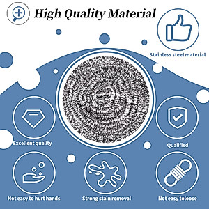 GUEICN Stainless Steel Scrubber Scrubbing Scouring Pad Magic Eraser Sponges Clean Pot Pan and Broiler Rack Steel Wool for Kitchen Bathroom (6Pcs Metal Scrubber)