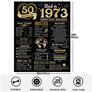 50th Birthday Gifts for Men Women,50th Birthday Decorations for Women Men,50th Birthday Gift Ideas,Great Birthday Gifts for 50 Year Old Grandparents Dad Mom Back in 1973 Throw Blanket 60Lx50W Inch
