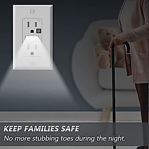 SOZULAMP Decorator Receptacle Outlet with LED Night Light,15A 125V,2 Pole 3 Wire,Tamper Resistant(TR) Electrical Standard Wall Outlets with Nightlight (4 Pack,White)