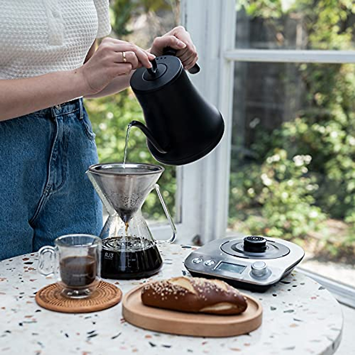 OVALWARE Electric Pour Over Gooseneck Kettle 0.8L, Variable Temperature Control, Quick Boil, Smart Automatic Shutoff, Stainless Steel, Fast Hot Water Boiler, Electronic Pot Heater, Coffee/Tea Maker