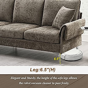 ERYE 84" L-Shaped Upholstered Corner Sofa Convertible Sectional Sofa & Couch,Modern Chenille Upholstery Couch with Reversible Chaise and 2 Pillows for Home Apartment Office Living Room