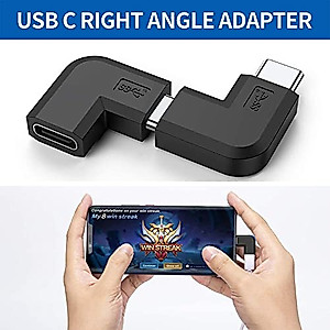 Aoiutrn 90 Degree Type USB C Adapter, 2 Pack USB C to USB-C Fast Charger and Transfer Converter [Right Angle] Compatible for Switch, Notebook Computers, Tablet, and Other Type C Cable Devices