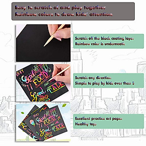 BESTING Rainbow Scratch Mini Art Notes 300 Sheets Scratch Off Paper Cards with 6 Wooden Stylus for Kids Arts Craft Kits for Girls Boys Games Party Favors Birthday Halloween (SP300)