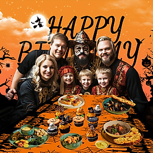 Halloween Birthday Party Decorations, Halloween Decorations Indoor/Outdoor for Kids, Halloween Party Decorations with Halloween Birthday Banner Backdrop Halloween Balloons Arch Kit