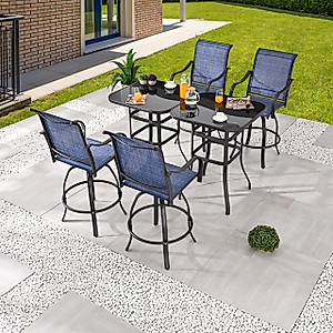 LOKATSE HOME Outdoor Swivel Bistro Stool Set of 4 for Balcony, Poolside, Backyard, Garden, Blue