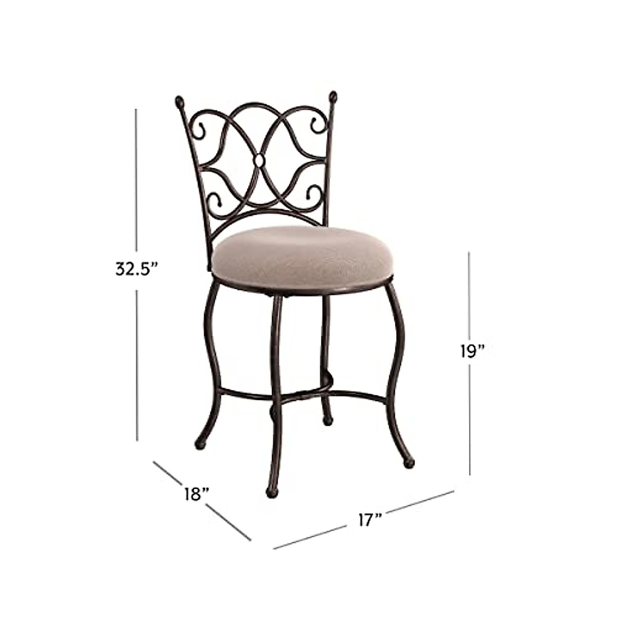 Hillsdale Furniture Vanity Stool Brody Metal, Rubbed Gray