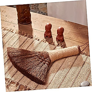 HOMOCONO Small Broom Broom Mini Desk Dust Broom Cute Broom Desk Cleaning Brush Broom Brushes Natural Broom Straw Broom Remover Desktop Cleaning Brush Besom Brown Silk Light Brown