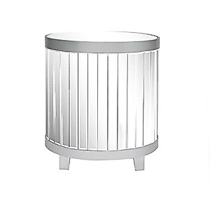 FFNUM Bedside Table Round Bedside Table 3 Drawer Mirror Bedroom Living Room Storage Cabinet Side Cabinet Furniture Mirror Cabinet Night Stand