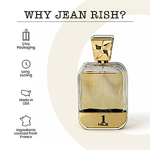 Jean Rish 1 Mile Pour Homme Eau De Toilette - Perfume for Men (3.4 Fl Oz / 100ml) with Blood Mandarin, Mint & Amber Notes - Long Lasting and Luxury Fragrance