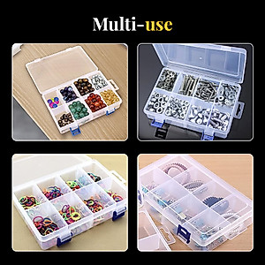 Senbos 8 Grids Bead Organizers and Storage, Plastic Organizer Box with Removable Dividers for Candies Snacks Electronics Jewelry Small Parts, 2 Pack