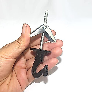 Swag Ceiling Hook 2 Sets Black Swag Ceiling Hooks Heavy Duty Swag Hooks with Hardware and Toggle Wings for Ceiling Installation Wall Fixing (2)