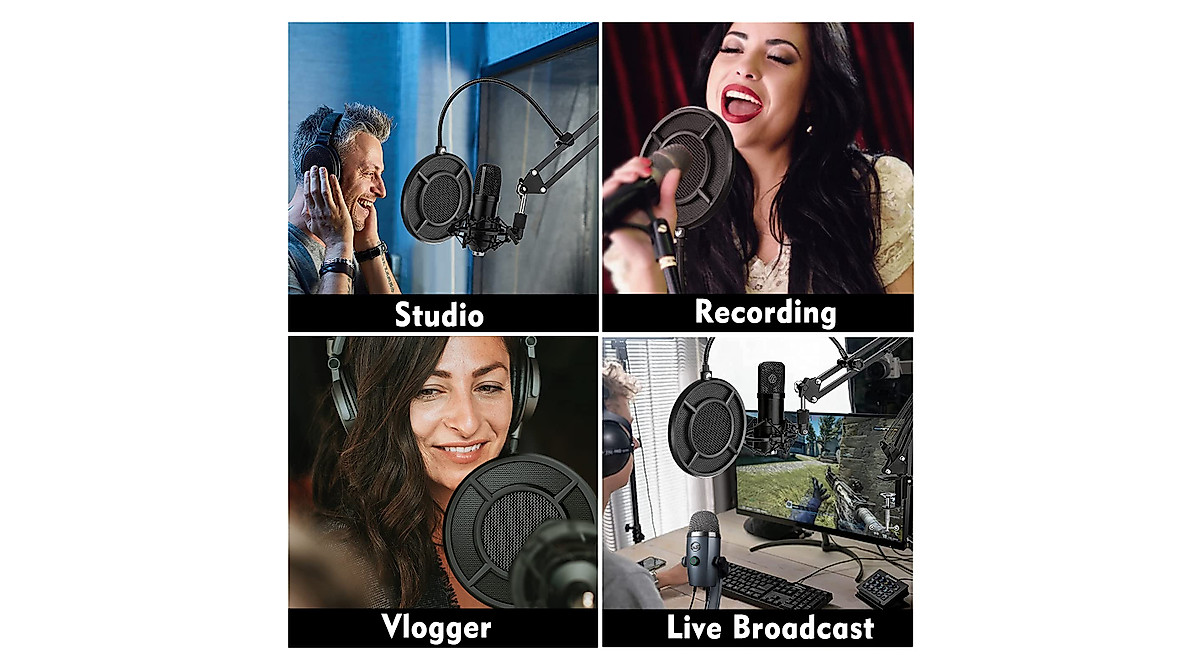 Professional Metal Mic Pop Filter for Blue Yeti - ARISEN Dual Layer Mesh