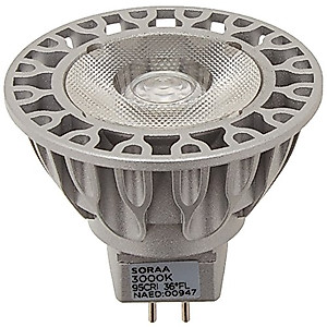 Bulbrite SORAA, 7.5 Watt, 50 Watt Equivalent, Dimmable, MR16, GU5.3 Bi-Pin, 3000K (Soft White Light) Light Bulb, Silver Finish, (Pack of 1)
