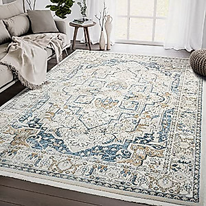 Abani Savoy Collection Area Rug - Blue and Green Vintage Design -7'9"' x 10'2" - Easy to Clean - Durable for Kids and Pets - Non-Shedding - Medium Pile - Soft Feel - for Living Room, Bedroom & Office