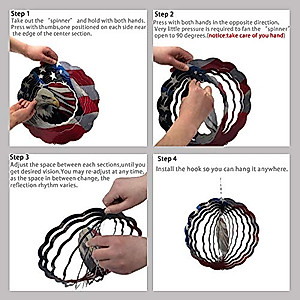 Patriotic Wind Spinner Metal Garden Decor Outdoor 3D Stainless Steel Sculptures Kinetic Hanging Whirligigs Yard Art Decorations Backyard Indoor Patio Lawn Ornaments Clearance Sun Catcher Windmill