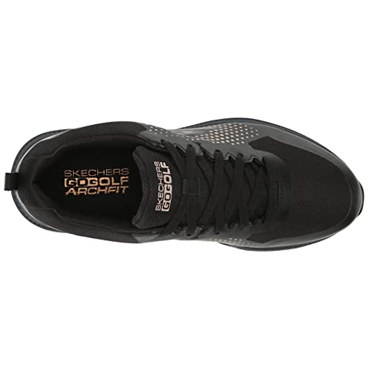 Skechers Women's Go Elite 5 Arch Fit Waterproof Golf Shoe Sneaker, Black/Rose Gold Sport, 8.5