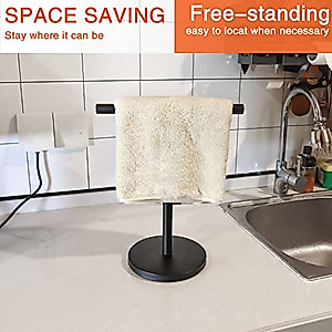 Hand Towel Holder Stand for Bathroom，Vanity Countertop Matte Black T-Shape Towel Rack Stand with Heavy Base，Towel Bar for Bathroom Kitchen (Black)