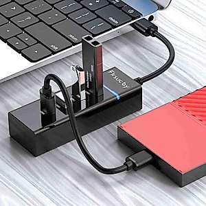 USB Hub 3.0 Flrsucby 4 Port USB 3.0 Hub with 1ft USB Splitter Cable Multi USB Port Expander, USB Hub for Laptop, PC, Mac, Printer, Mobile HDD, USB Flash Drive, School or Business Computer Accessories